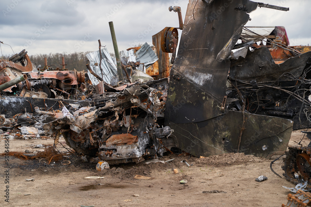 destroyed Russian tank. Russian tank at the cemetery of Russian ...