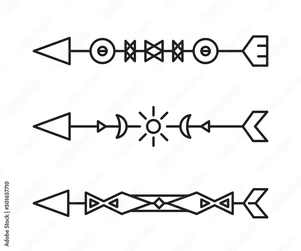 Poster tribal arrows dividers vector line art – Wall Art | UkPosters