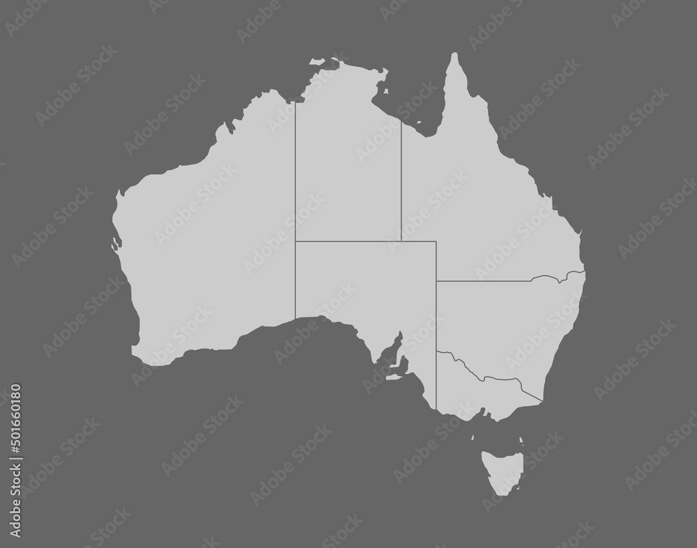 Regional map of Australia on gray background Stock Vector | Adobe Stock