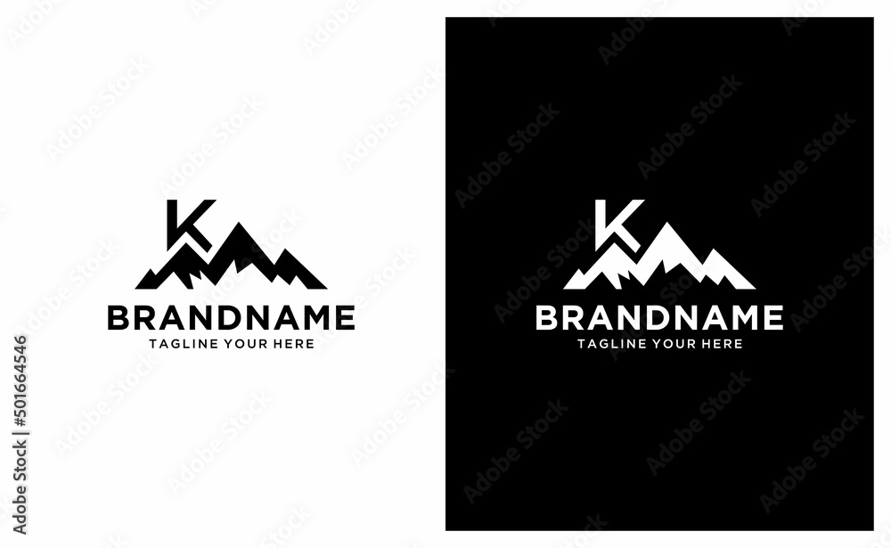 initial K Mountain logo vector logo Designs Inspiration. on a black and ...