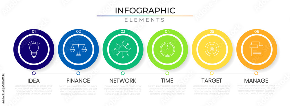 Circular tech roadmap horizontal row infographic design vector with ...