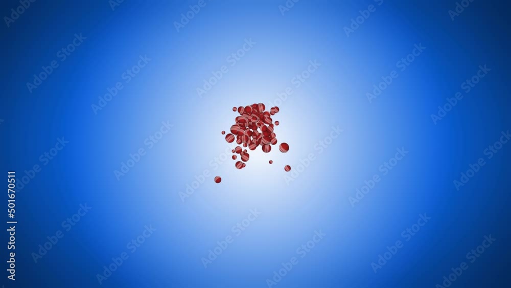 4K 3D loop animation of a red cricket ball spinning in slow motion on a ...