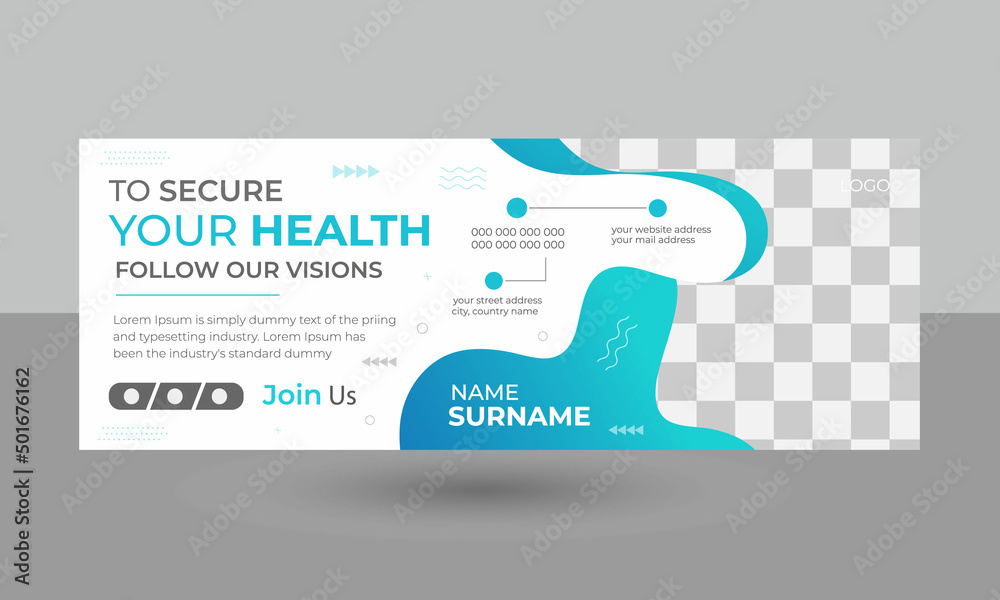 Stockvector Modern medical healthcare blue color Social Media Facebook ...