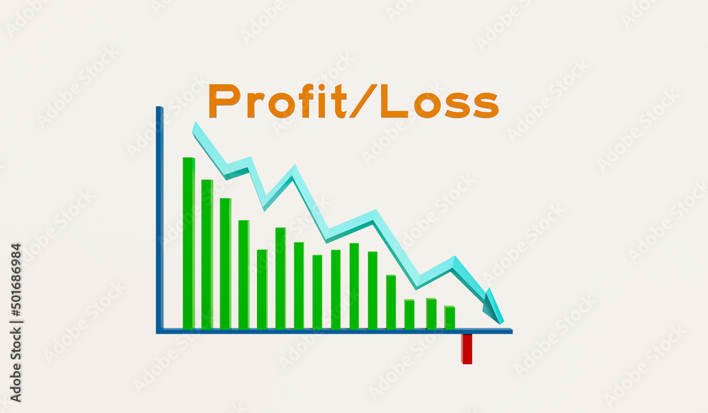 Profit and Loss - Business concept. Green profit and loss bar chart ...