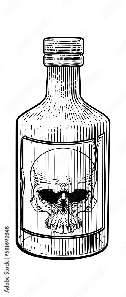 Poison Bottle Skull Warning Sign Label Vintage Stock Vector | Adobe Stock