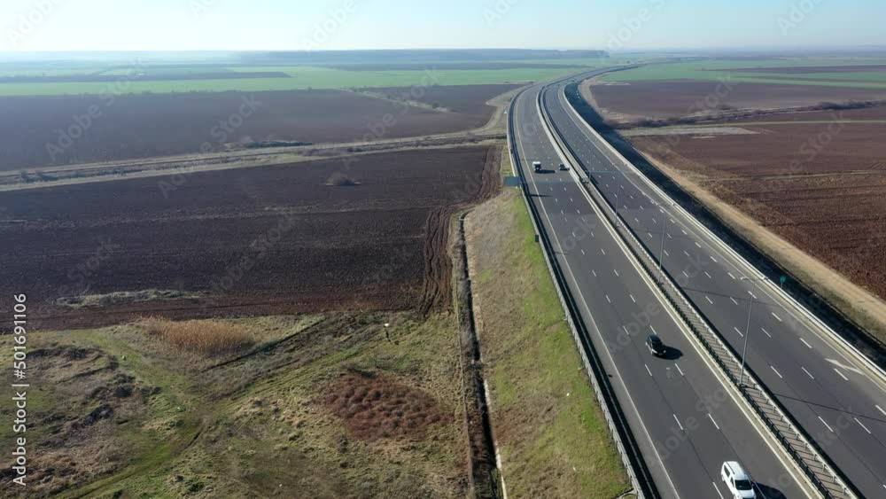 Bucharest, Romania Aerial view of A3 Highway motorway road cross with ...