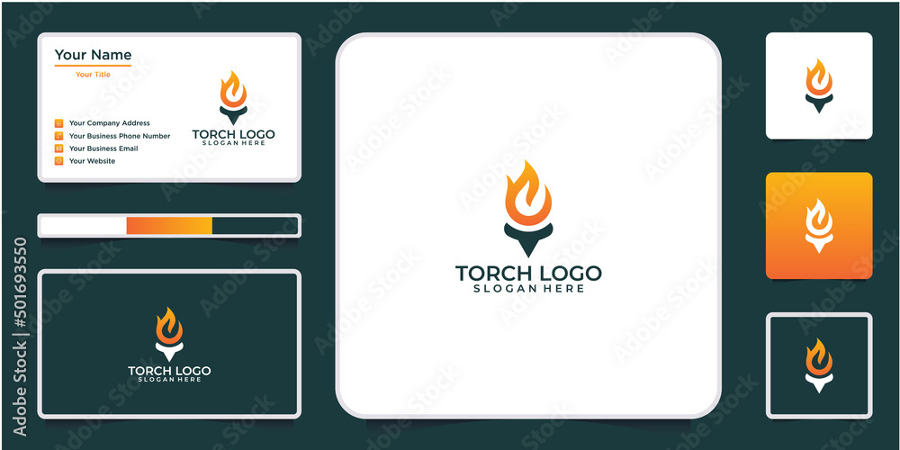 Torch fire logo vector icon Stock Vector | Adobe Stock