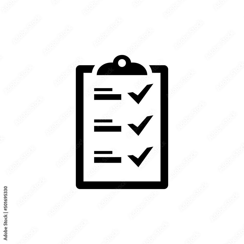 Checklist icon. Control list. Black silhouette, pictogram as a symbol ...