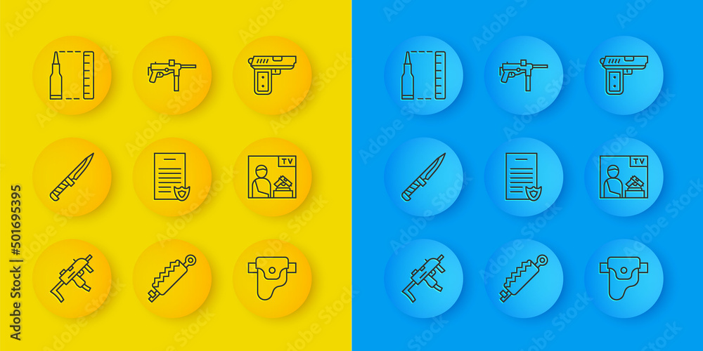 Set line MP9I submachine gun, Military knife, Firearms license ...