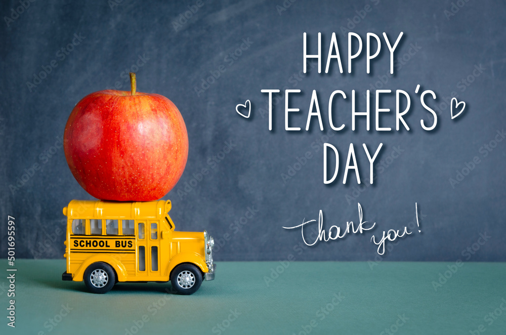 Happy Teacher`s Day greeting card. Teacher appreciation week concept ...