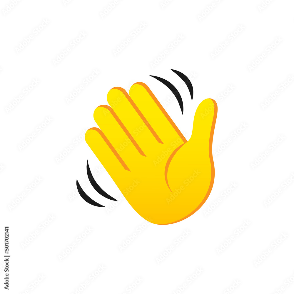 Waving Hand vector icon. Waving hand gesture symbol isolated on white ...