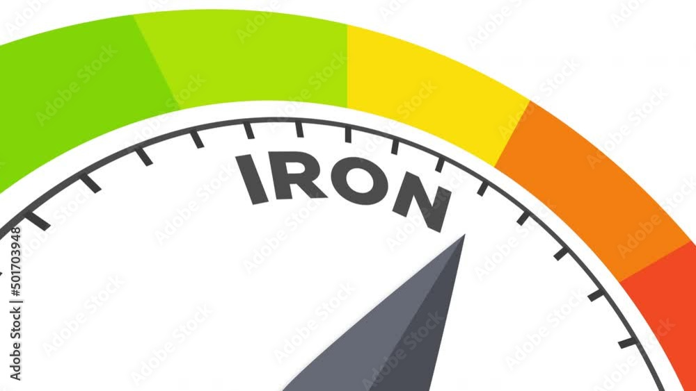 iron level measuring device animation.zoom effect.Infographic gauge ...