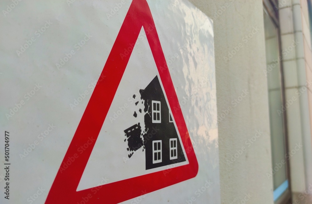 danger sign - building collapse Stock Photo | Adobe Stock