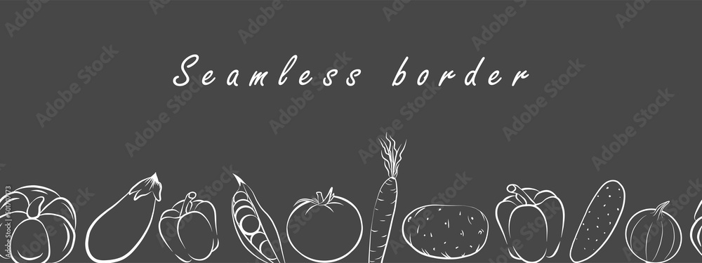 Seamless border frame pattern with farm fresh vegetables food. Isolated ...