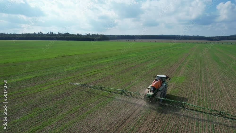 Modern agricultural machinery. Self-propelled sprayer with high ground ...