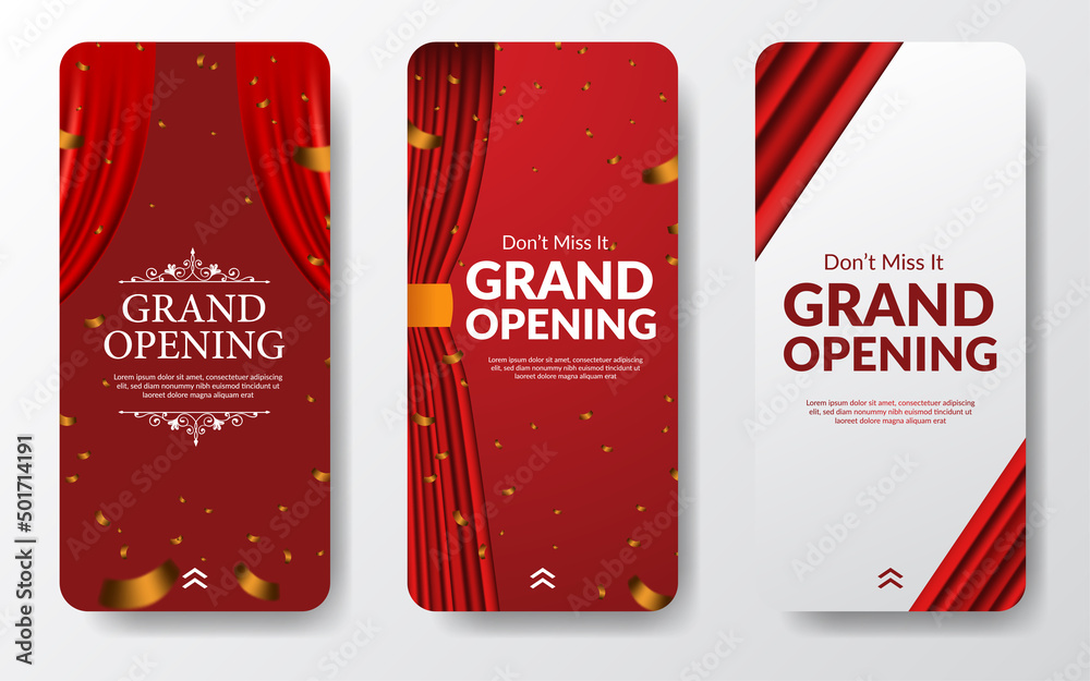 Elegant luxury grand opening or reopening event social media stories ...