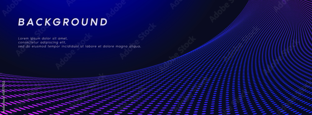 Blue dot wave textured perspective vector background banner template ...