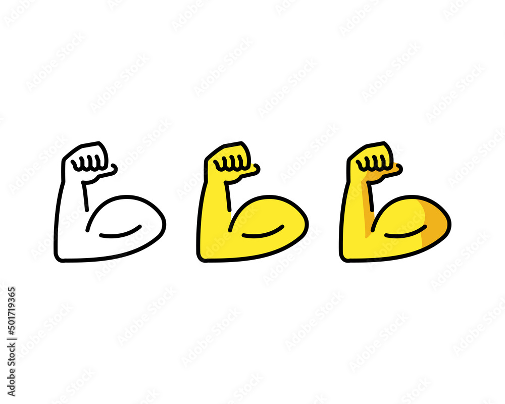 Flexed Biceps Emoji vector icons set. Muscle strength symbols isolated ...