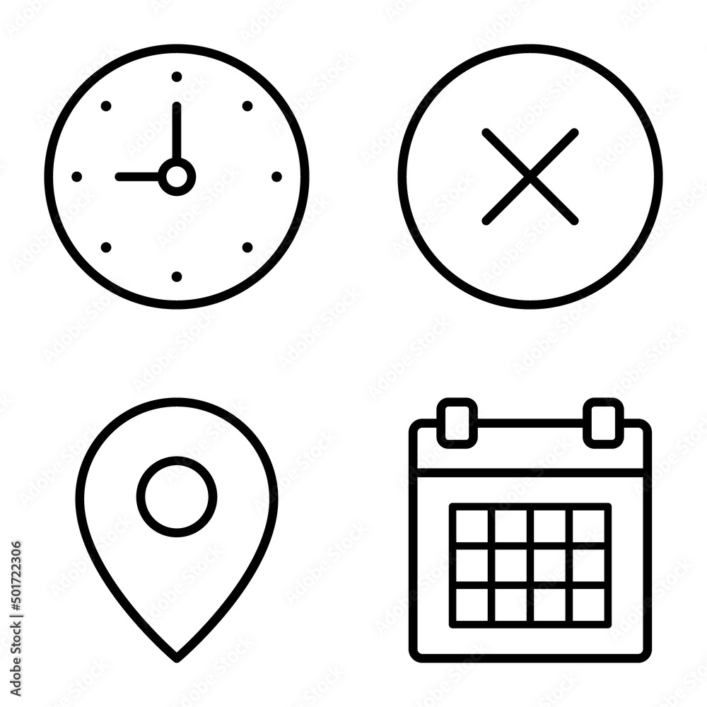 Must Have Flat Icon Set Isolated On White Background Stock Vector ...