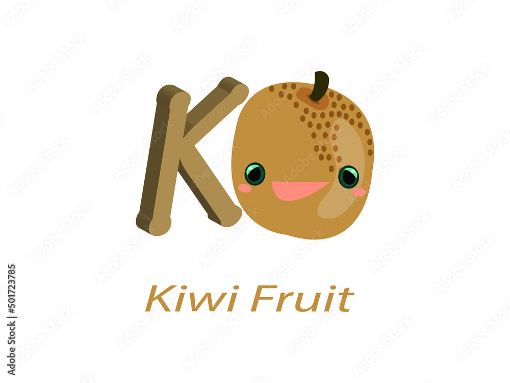 Vetor de K for kiwi Alphabet Vector illustration. Fruit and Vegetables ...