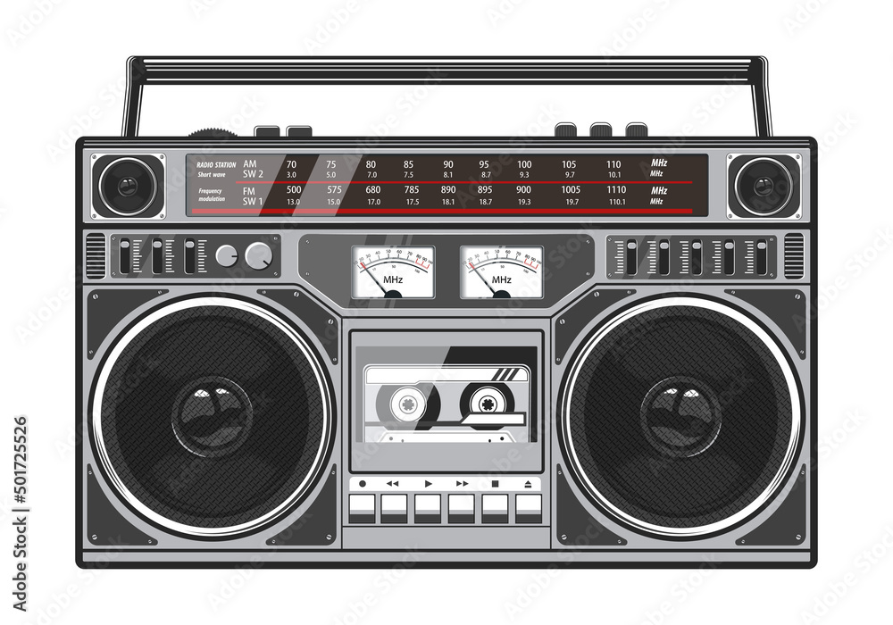 Boombox Vector Illustration 80s Technology 90s Music Player Retro Boombox Vector Illustration 80s Technology 90s Music Player Retro