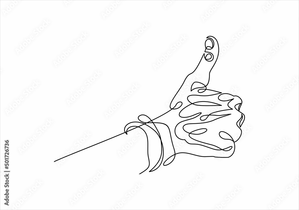 Thumbs up line-continuous line drawing Stock Vector | Adobe Stock