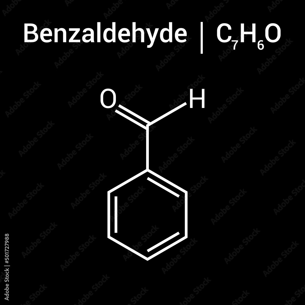 chemical structure of Benzaldehyde (C7H6O) Stock Vector | Adobe Stock