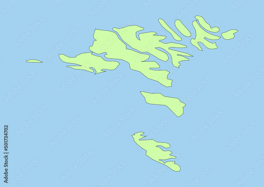 High detailed vector Faroe Islands physical map, topographic map of ...