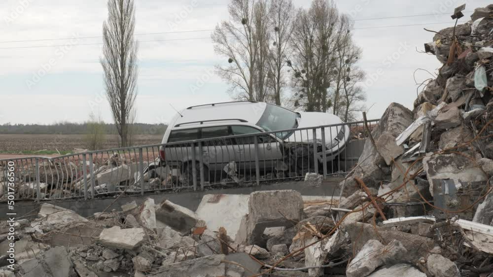 Destroyed bridge by Russian troops in Ukraine Stock Video | Adobe Stock