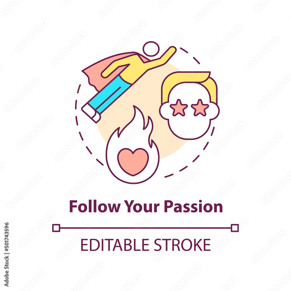 Follow your passion concept icon. Activity for self love abstract idea ...
