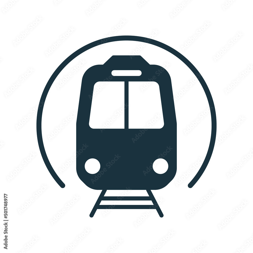 Stockvector Subway Train in Front View Black Silhouette Icon. Metro ...