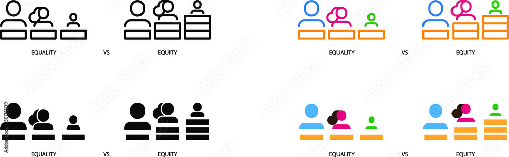 The difference between Equality and Equity. icon Stock Vector | Adobe Stock