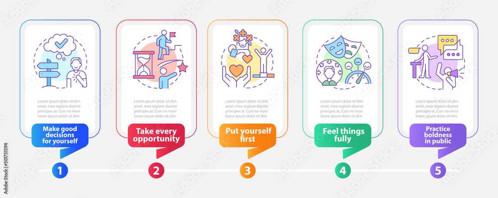 Approaches to self love rectangle infographic template. Data ...
