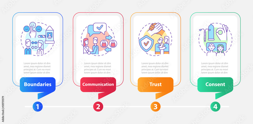 Healthy relationships essentials rectangle infographic template. Data ...