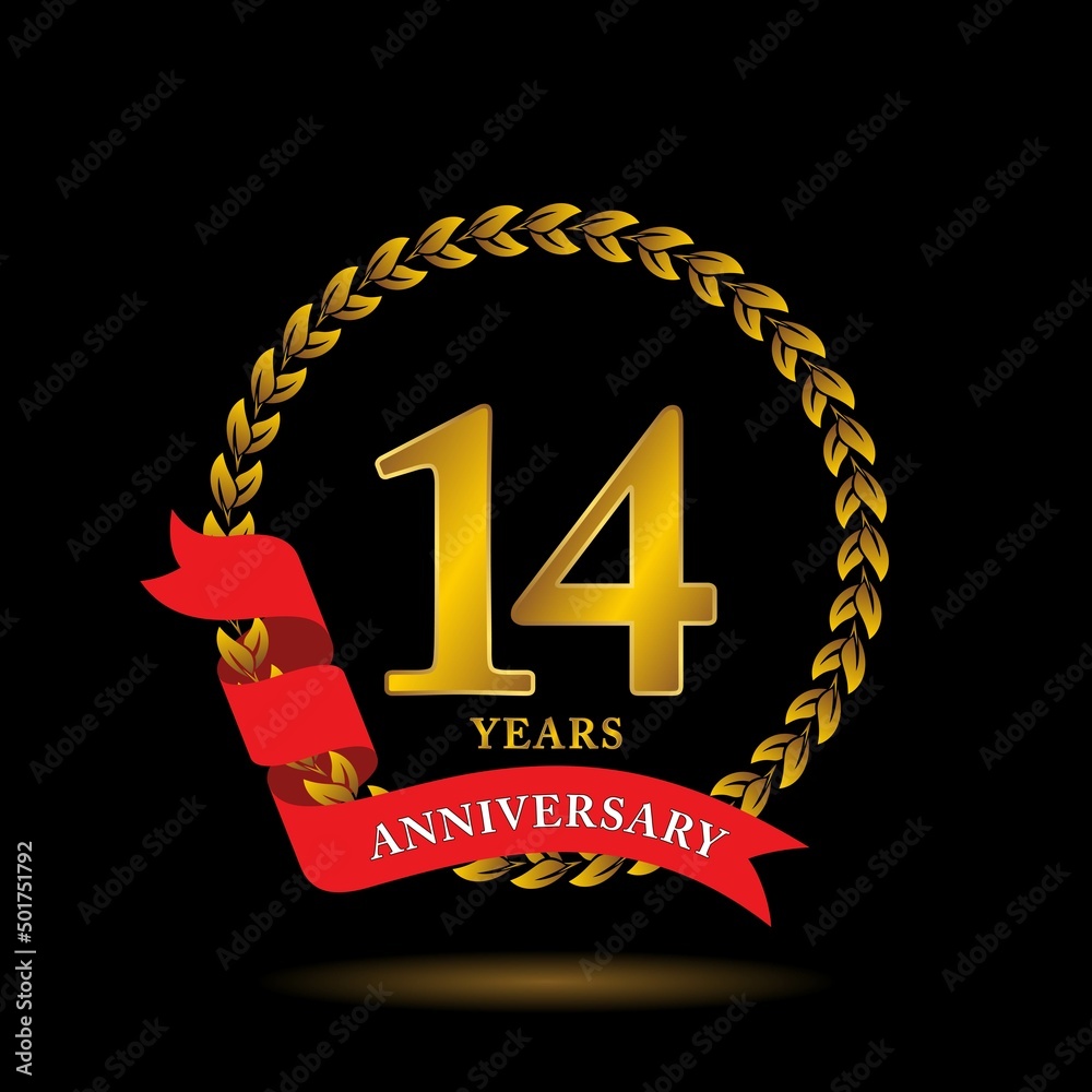 14th Anniversary logo. Anniversary celebration template design with ...