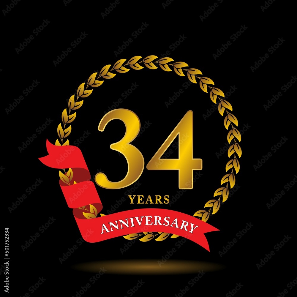 Vetor de 34th Anniversary logo. Anniversary celebration template design ...