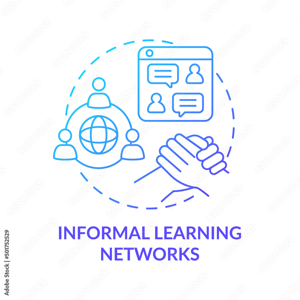 Informal learning networks blue gradient concept icon. Community ...