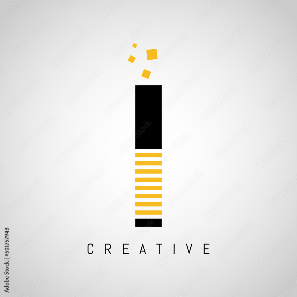 I Letter Logo With Golden Lines Design. Line Letter Symbol I Logo ...