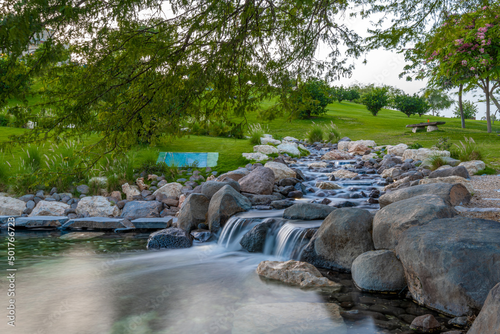 Beautiful and green park in Katara Cultural Village, Katara Lake Hill ...
