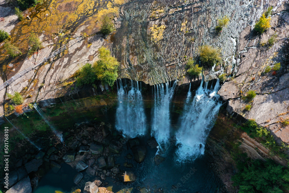Laja Fälle in Chile aus der Luft | Luftbildaufnahmen von den Laja Falls ...
