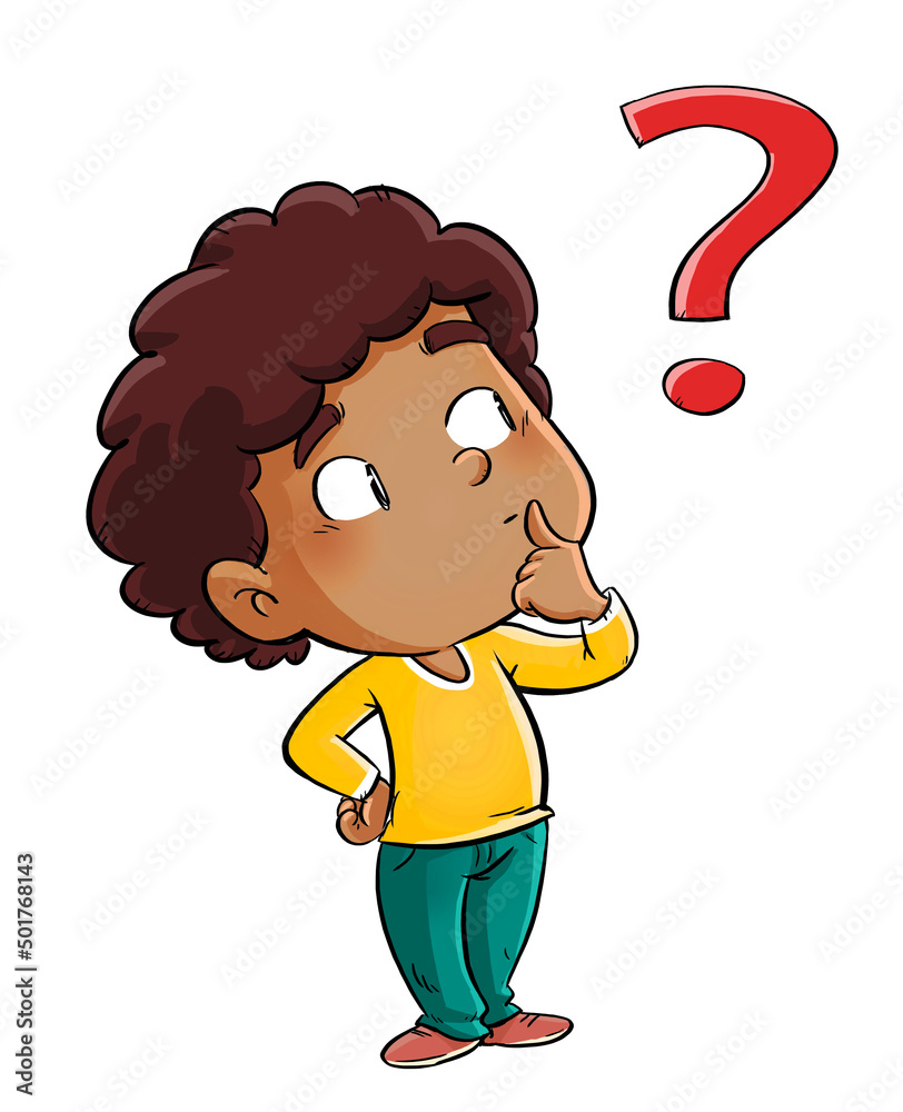Poster Afro boy illustration with question mark symbol – Wall Art ...