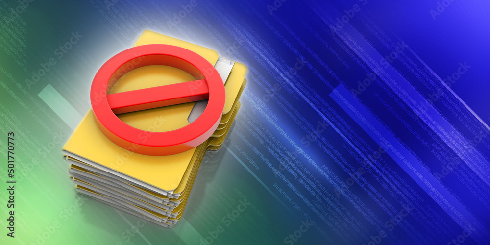 3d illustration stop sign warning with folder Stock Illustration ...