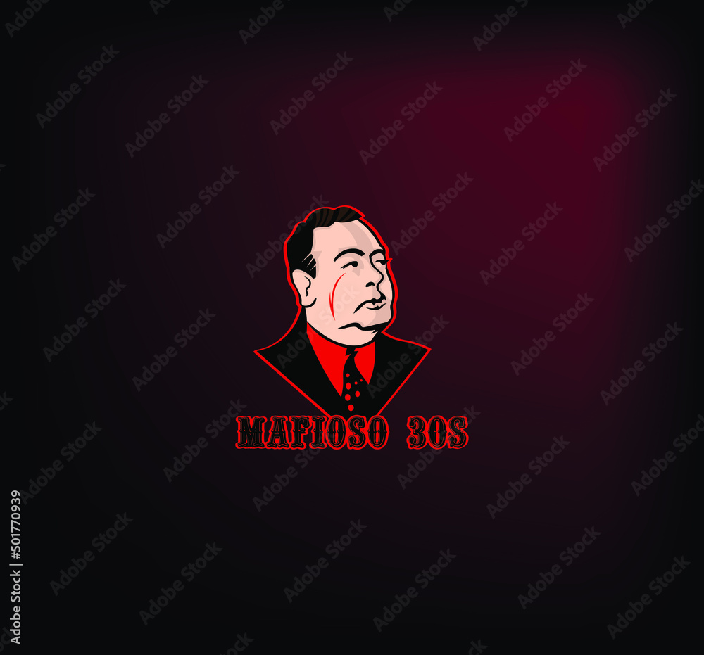 MAFIA LOGO emblem with abstract character silhouette of the head of a ...