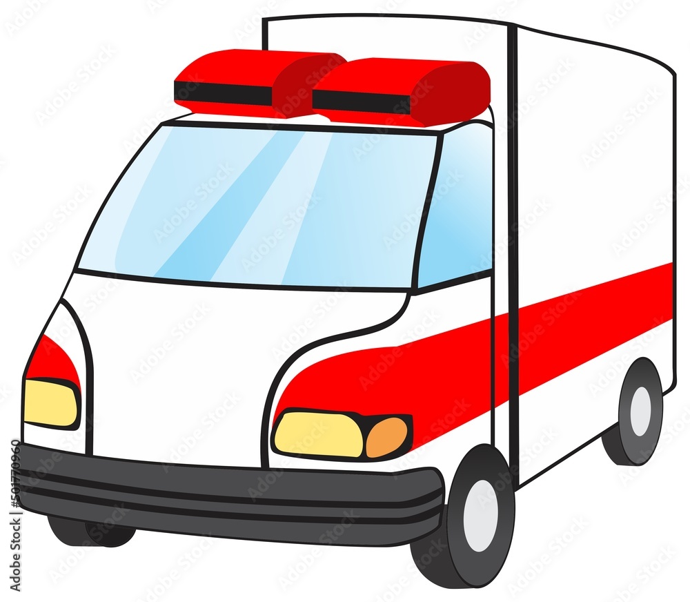 Cartoon ambulance emergency vehicle drawing icon symbol object sign for ...