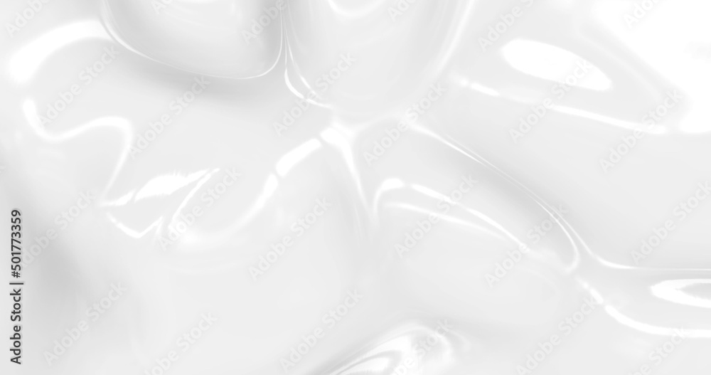 Liquid abstract white background. Smooth glossy texture 3D rendering ...