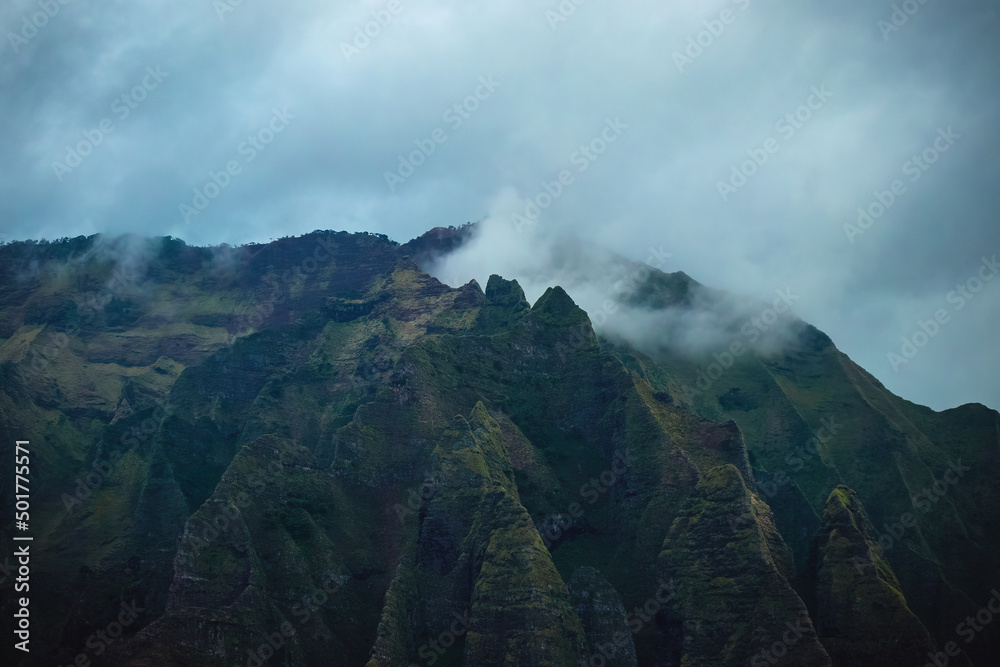 The gorgeous rugged wilderness and cliffs of Kauai's Napali Coast in ...