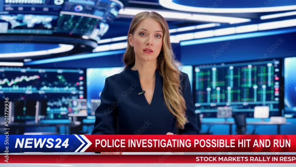 TV News Live Report: Anchor Talks. Split Screen Montage: Ambulance ...