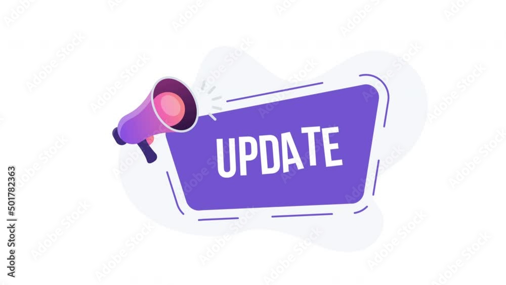 update - Megaphone banner. Motion graphics .4K motion animation Stock ...