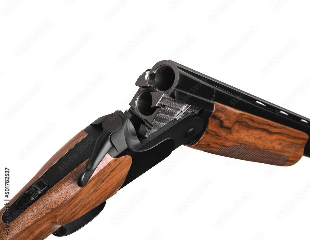 Hunting double-barrelled gun on a white background. Double Shotgun ...