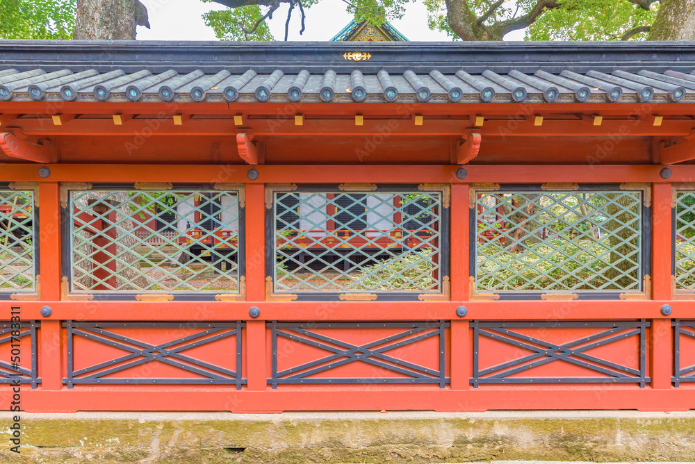 Sukibei (see-through fence) of the Nezu Shrine in Tokyo, Important ...
